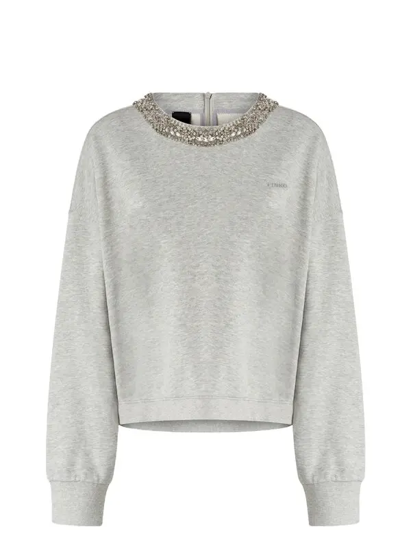 Pinko Embellished Logo Sweatshirt - Grey