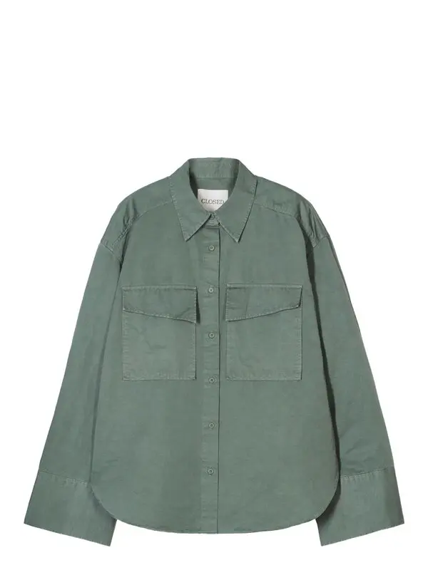 Closed Utility Shirt With Covered Chest Pockets - Fadedgreen