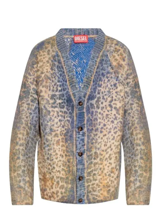DIESEL® Leopard Print Knitted Cardigan - Nude