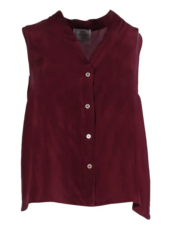 FORTE_FORTE Silk Habotai V-neck Sleeveless Top - Brown