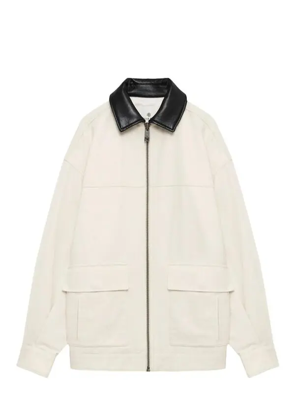 ANINE BING Contrast Collar Zipped Jacket - Cream