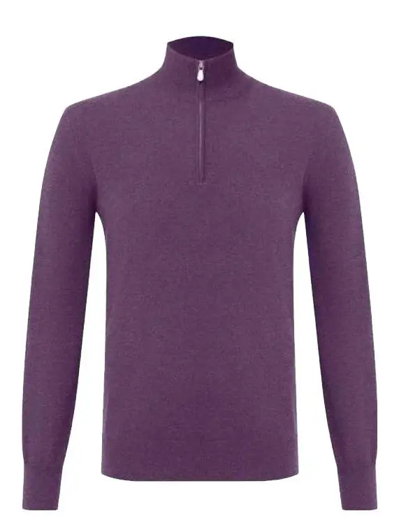 Brunello Cucinelli High-neck Quarter Zip Sweater - Purple