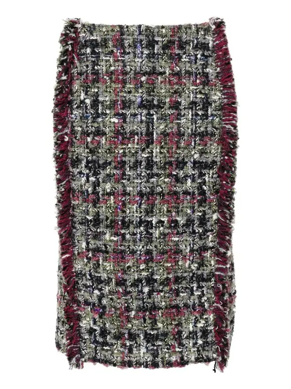 Etro Bouclé Plaid Midi Skirt - Black