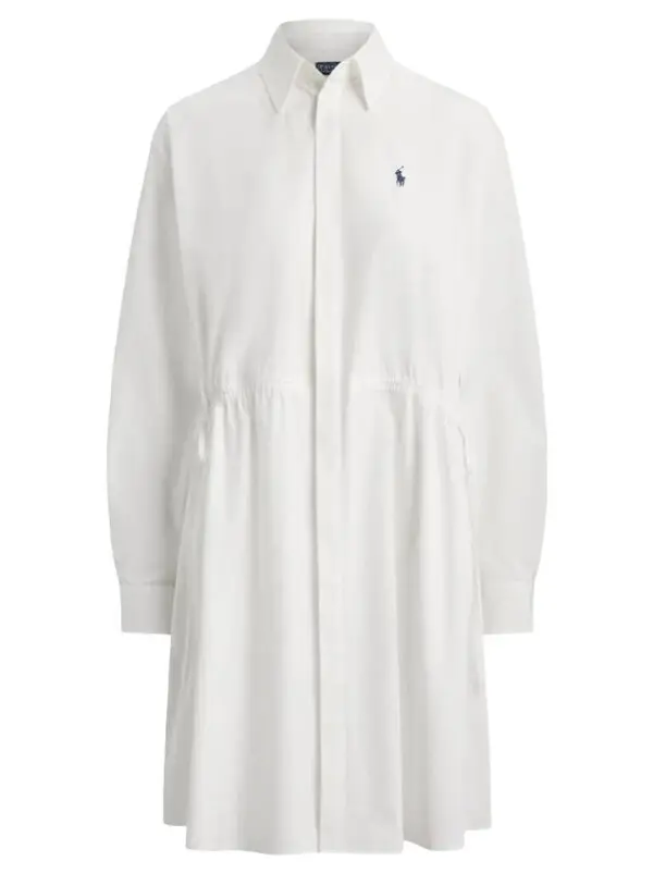 Polo Ralph Lauren Gathered Waist Shirt Dress - White