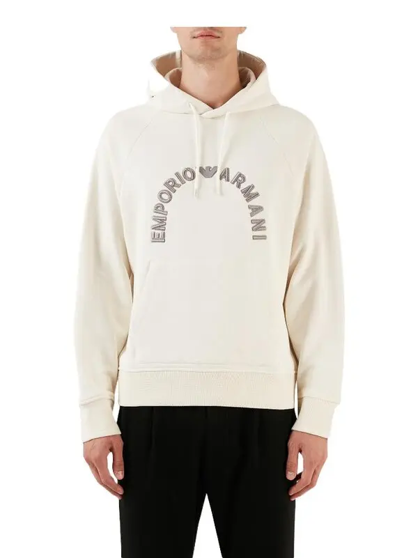 Emporio Armani Logo Detail Hoodie - White