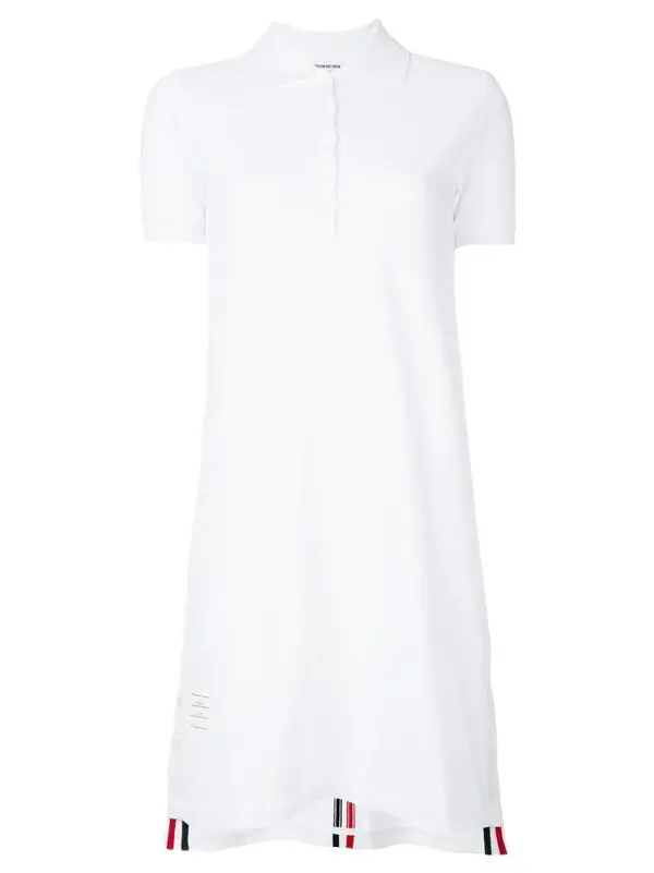 Thom Browne A-line Polo Dress With Signature Stripes - White