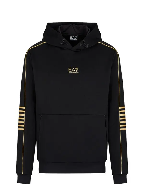 EA7 Logo Logo Hooded Sweater - Black