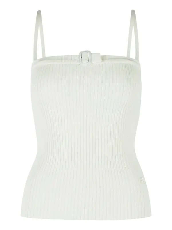 COURREGES Courrèges Ribbed Knit Buckle Camisole - White