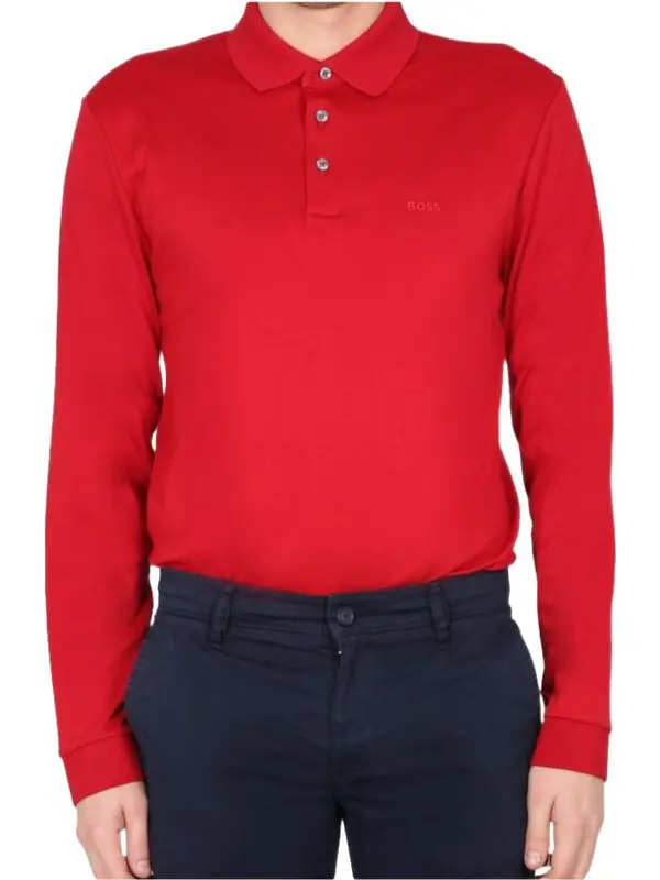 Hugo Boss Logo Embroidered Polo Shirt - Red