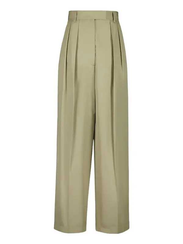 La DoubleJ Pleated Cotton Trousers - Nude