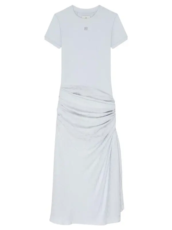 Givenchy Bi-material Draped Midi Dress - Light Blue