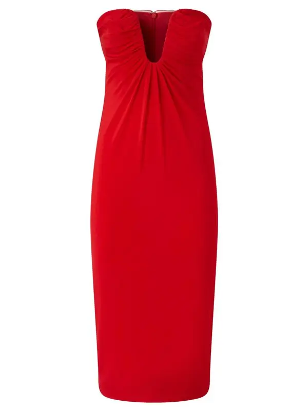 Pinko Contoured Neckline Midi Dress - Red