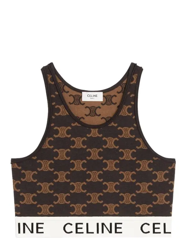 Celine Logo Print Knit Vest - Black