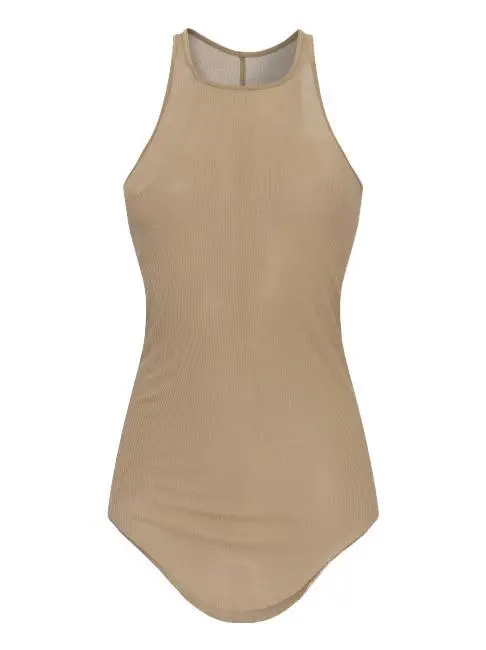 Rick Owens Ribbed Scoop Neck Sleeveless Tank Top - Beige