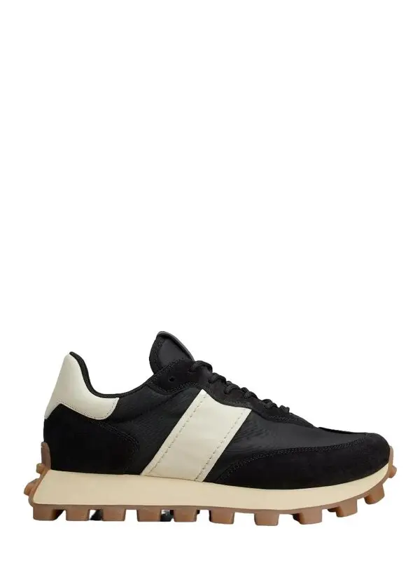 TOD'S Suede And Leather Striped Lace-up Sneakers - Black