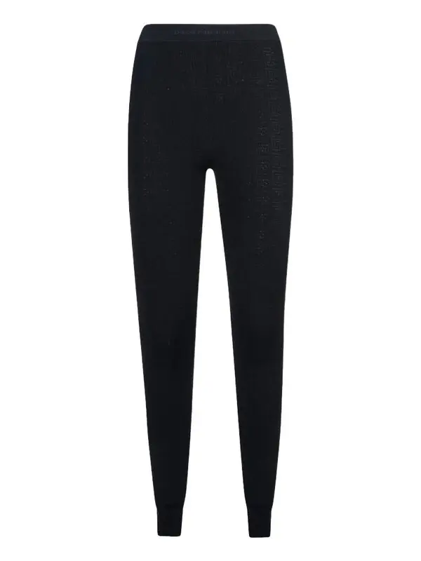 Rabanne High Waist Logo Waistband Leggings - Black