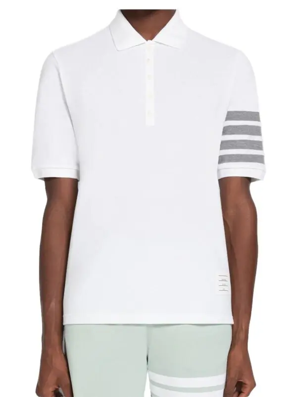 Thom Browne 4-bar Short-sleeved Polo Shirt - White