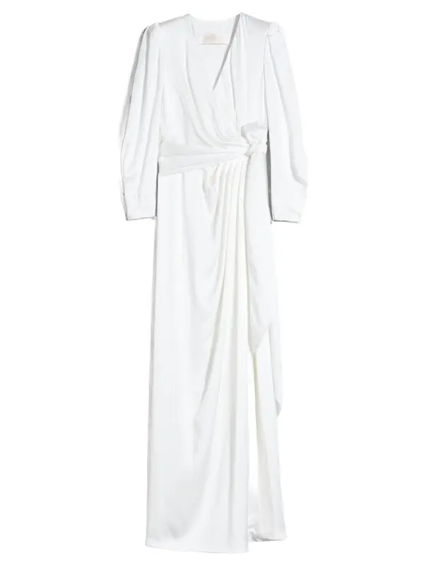 Max Mara V-neck Wrap Dress With Asymmetrical Slit - White