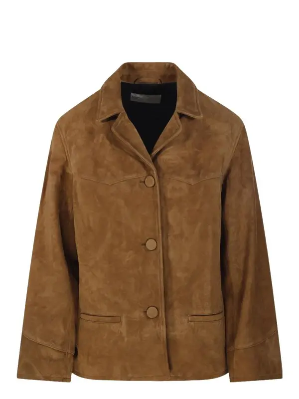 Tory Burch Single-breasted Suede Blazer - Brown