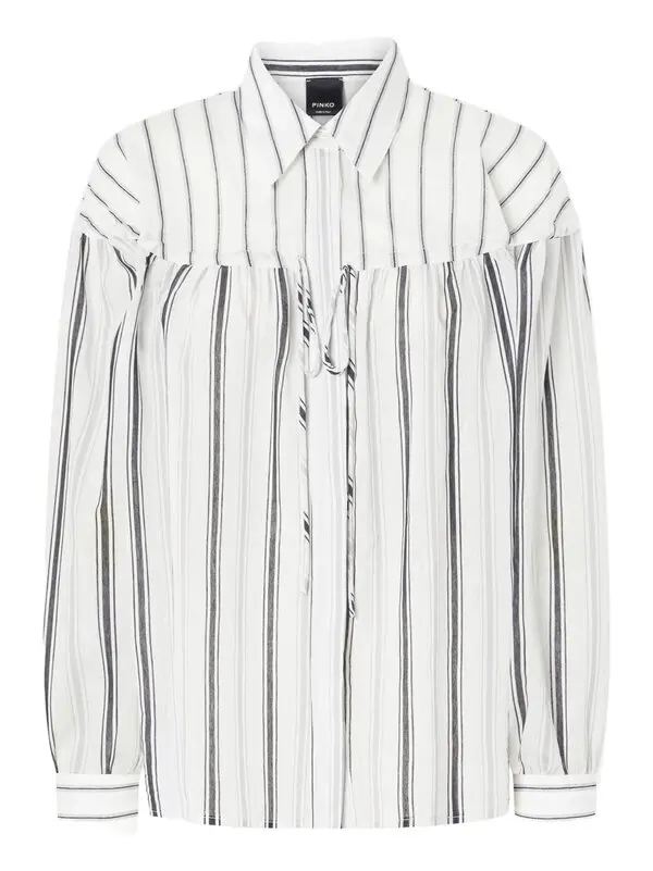Pinko Striped Tie Detailed Shirt - White