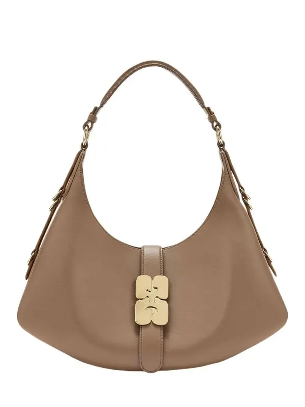 GANNI Logo Hardware Shoulder Bag - Coco Mocha