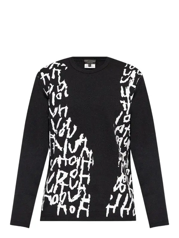 Comme Des Garçons Script-print Long-sleeved Jumper - Black