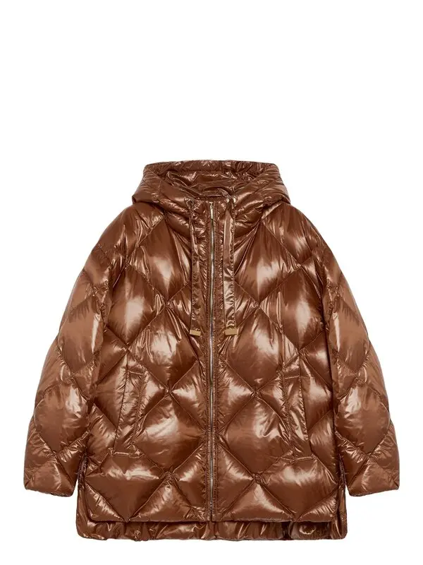 Max Mara Quilted Down Zip-up Hooded Jacket - Camel