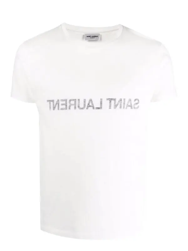 Saint Laurent Logo Printed Crewneck T-shirt - No