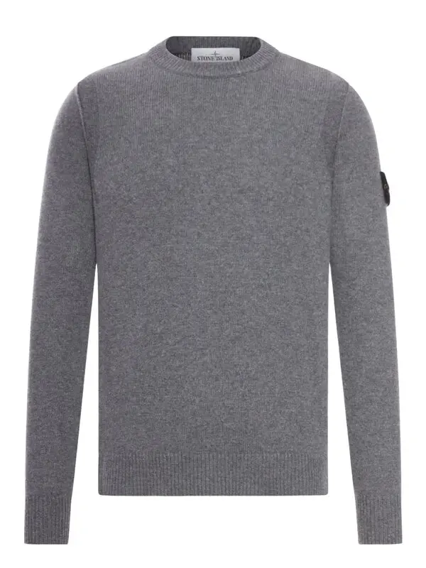 Stone Island Logo Patch Crewneck Jumper - Gray