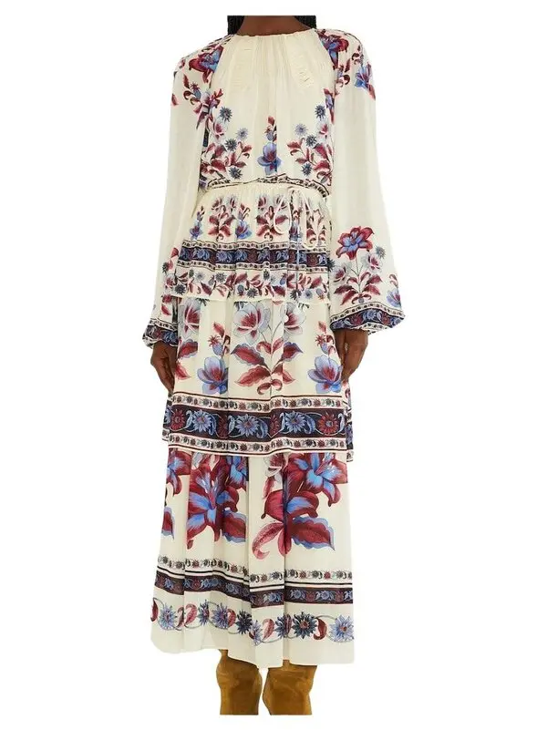 Farm Rio Malu Winter Floral Maxi Dress - Nude