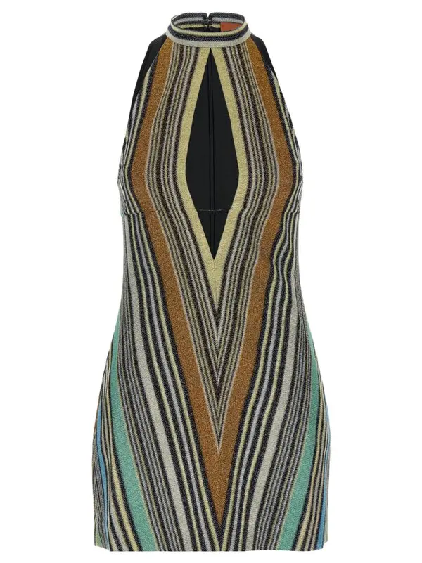 Missoni Striped Cut-out Sleeveless Mini Dress - Black