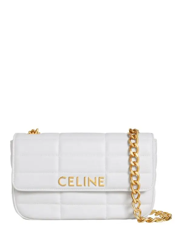 Celine Quilted Calfskin Chain Shoulder Bag - Arctic White