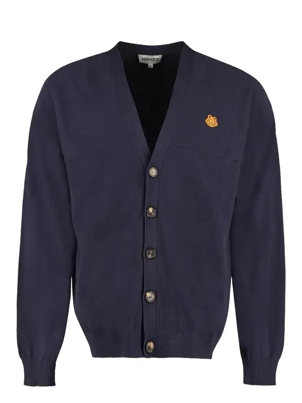 Kenzo Embroidered Tiger V-neck Cardigan - Black