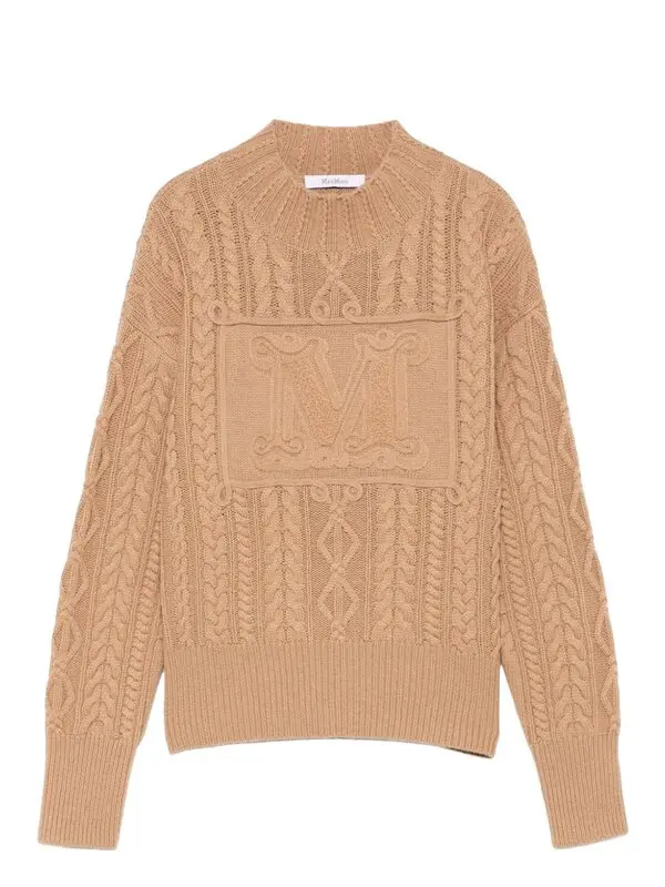 Max Mara Miranda High Neck Cable Knit Jumper - Nude