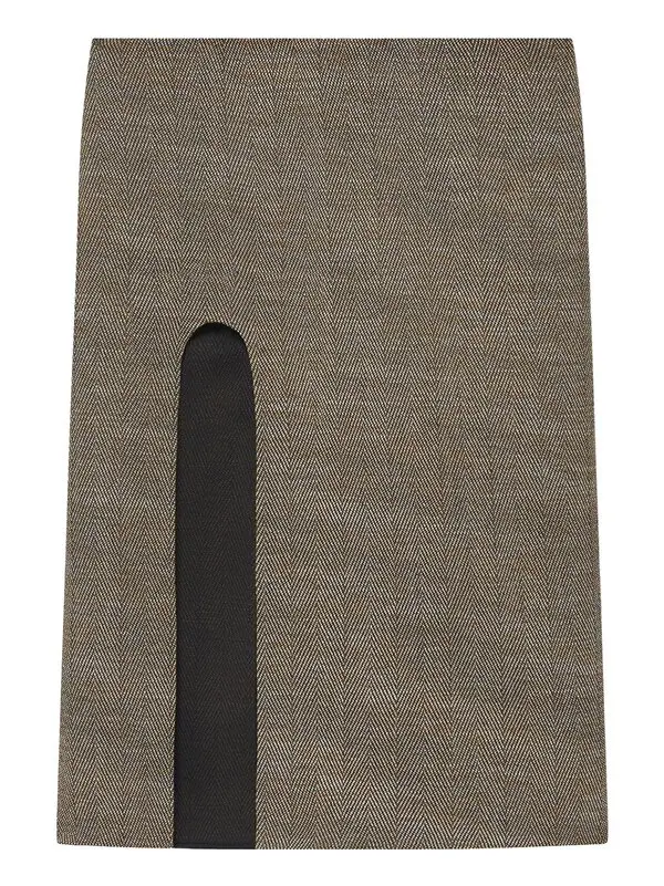 Stella McCartney Side-slit Tweed Skirt - Beige Tweed