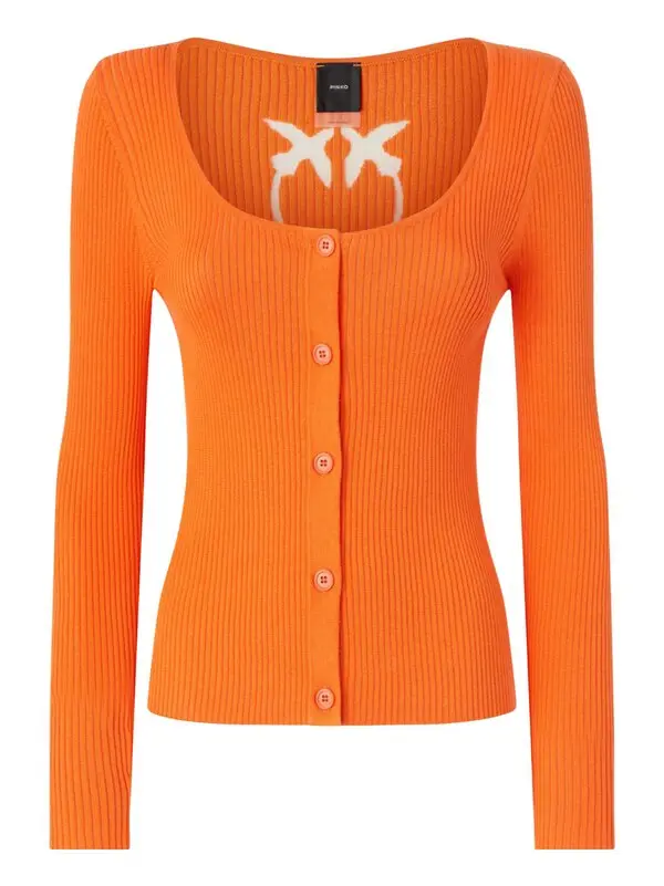 Pinko Long Sleeve Cut-out Cardigan - Orange