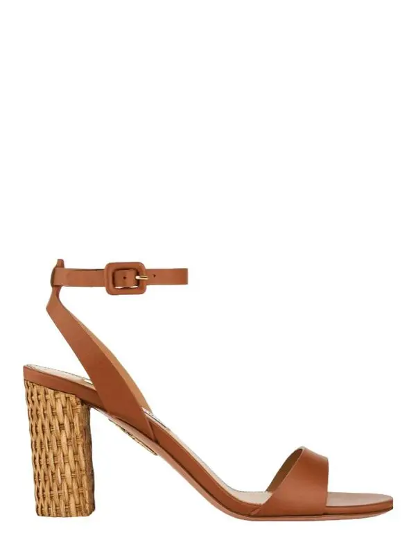 AQUAZZURA Sunseeker 85 Block Heel Sandals - Brown