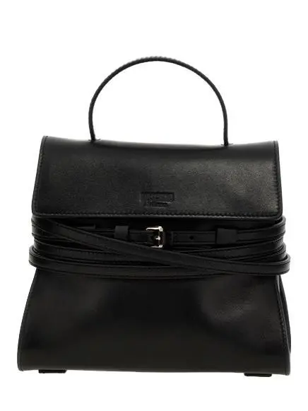 Moschino Tie Me Logo Embossed Small Tote Bag - Black