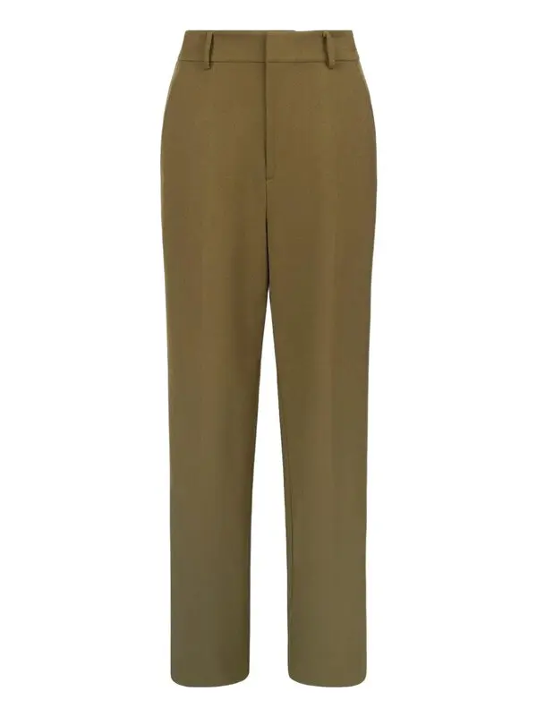 Staud Belt Loop Tailored Wide Leg Pants - Green