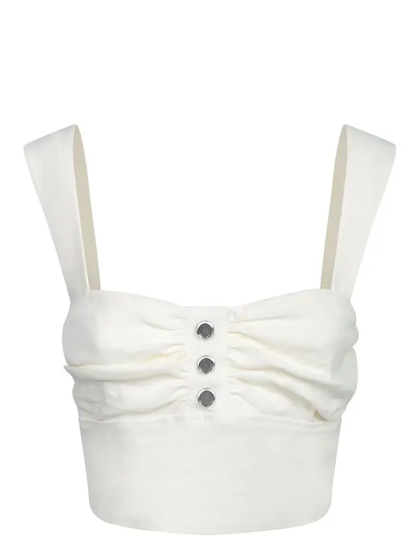 Pinko Button-detailed Cropped Top - White