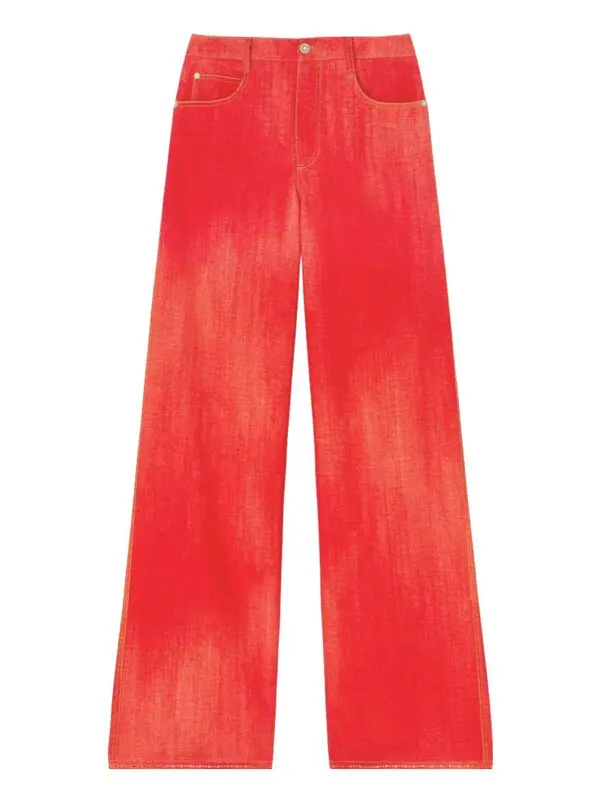 Ermanno Scervino Printed Jeans-effect Palazzo Trousers - Red