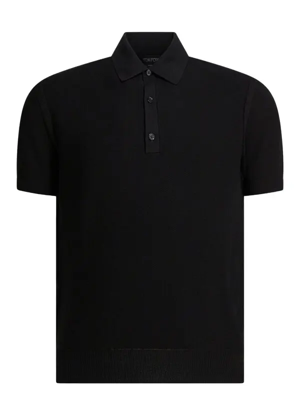 TOM FORD Short-sleeved Knitted Polo Shirt - Black