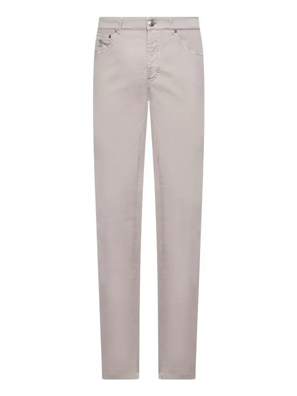 Brunello Cucinelli Logo Patch Straight Leg Trousers - Nude