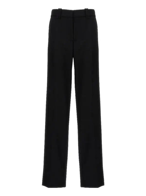 Rabanne High Waist Straight Leg Pleated Trousers - Black