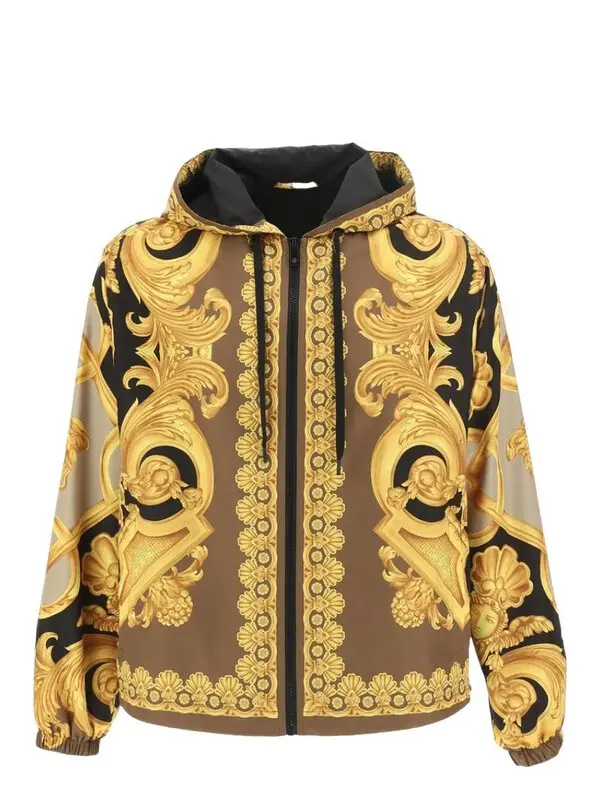 Versace Baroque Printed Zip-up Jacket - Brown