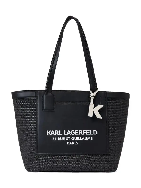 Karl Lagerfeld Rue St-guillaume Raffia Tote Bag - Black