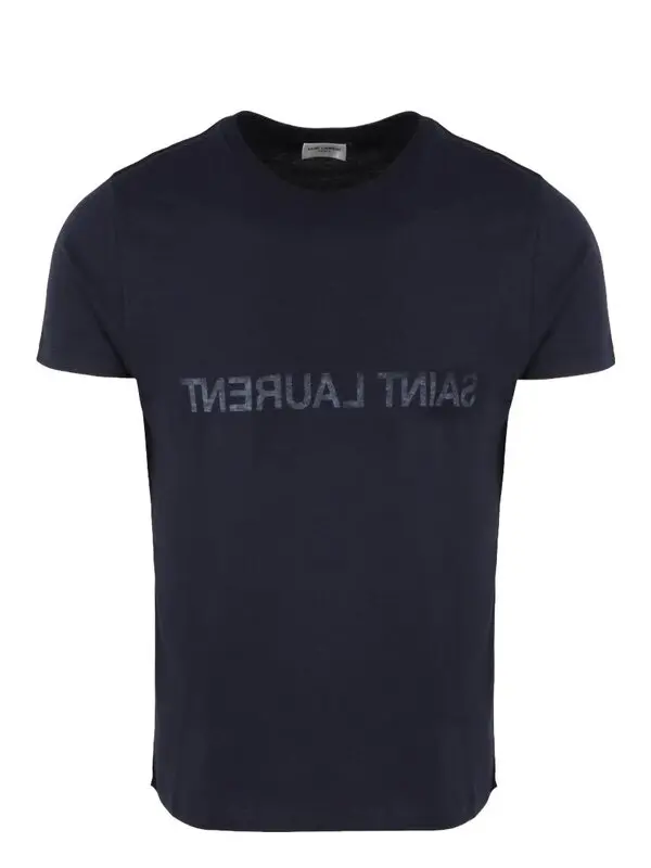 Saint Laurent Logo Printed Crewneck T-shirt - Blue