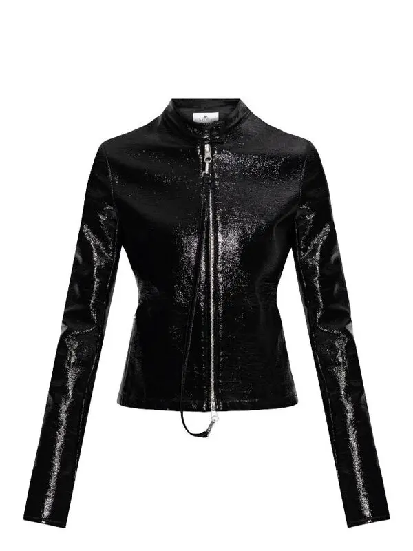 COURREGES Vinyl City Zip-up Jacket - Black