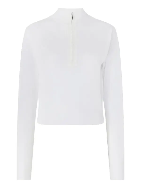 Pinko Quarter Zip Cropped Top - White
