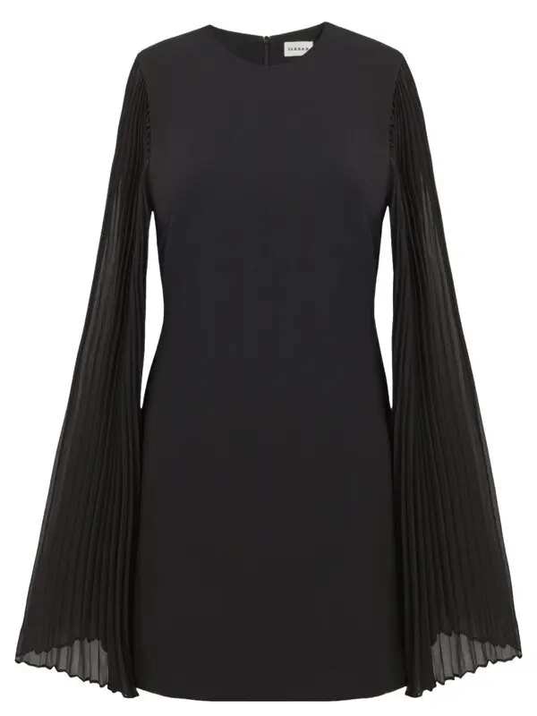 P.a.r.o.s.h Poker Mini Dress With Pleated Wide Sleeves - Black